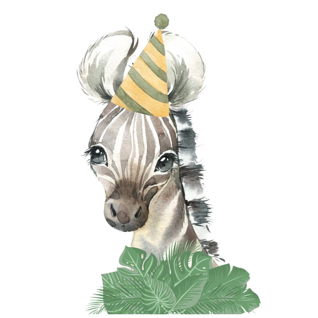 Zebra With Party Hat Cutout – Parties And Signs