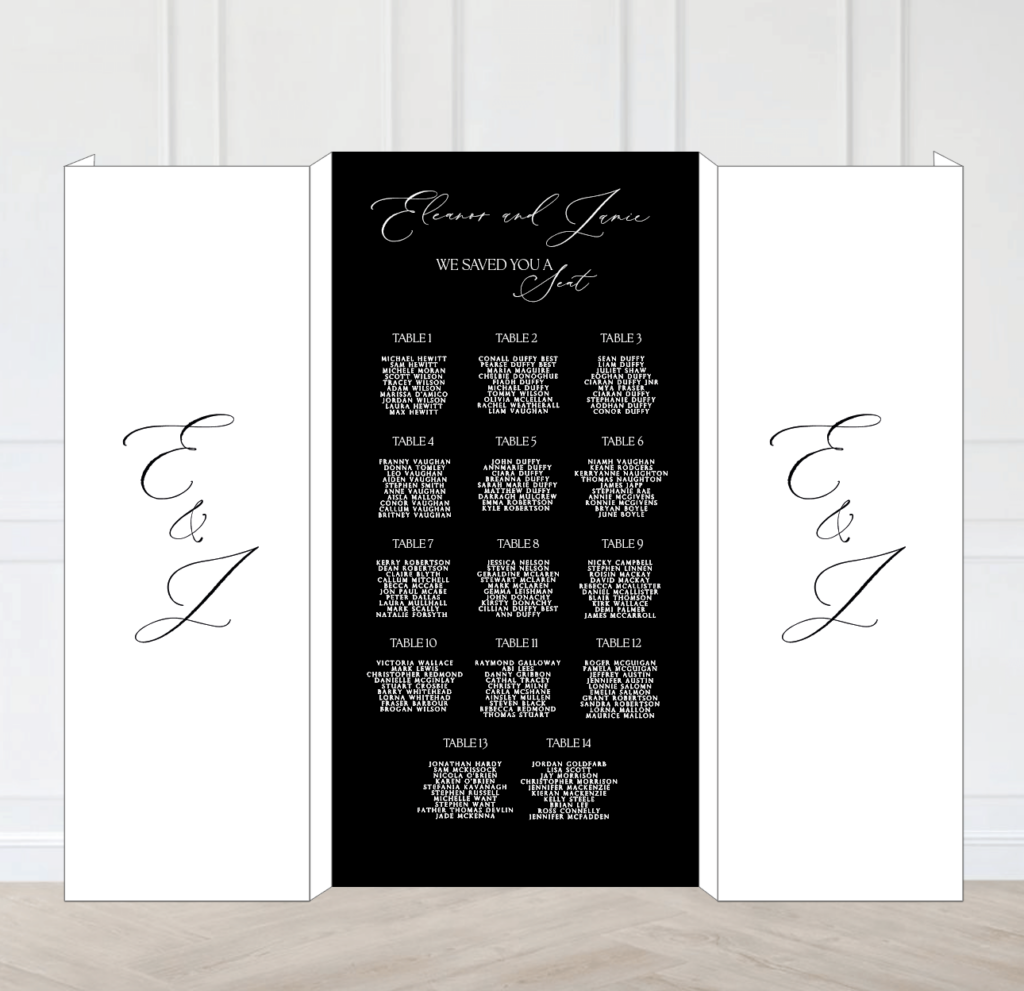 Elegant Boxed Seating Plan – Parties And Signs